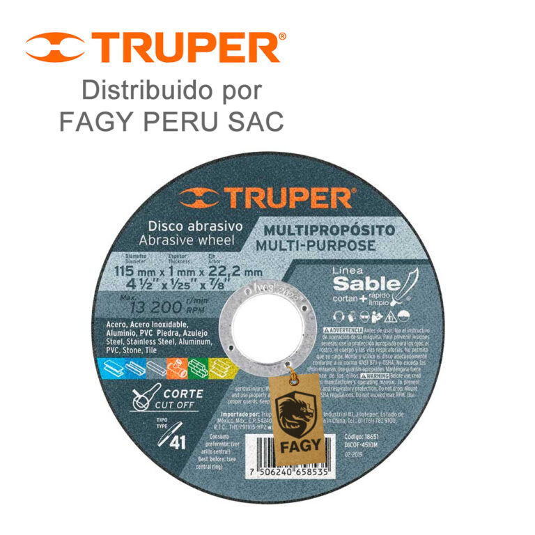 Disco 4-1/2″ corte multimaterial Truper 18651 » Truper Distribuidor