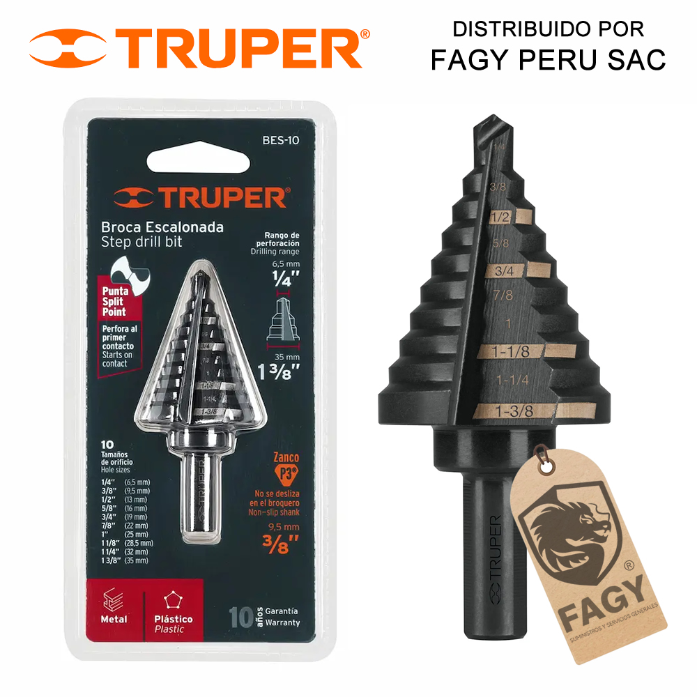 Broca escalonada 1/4″ a 1-3/8″ Truper 12126 » Venta de Brocas