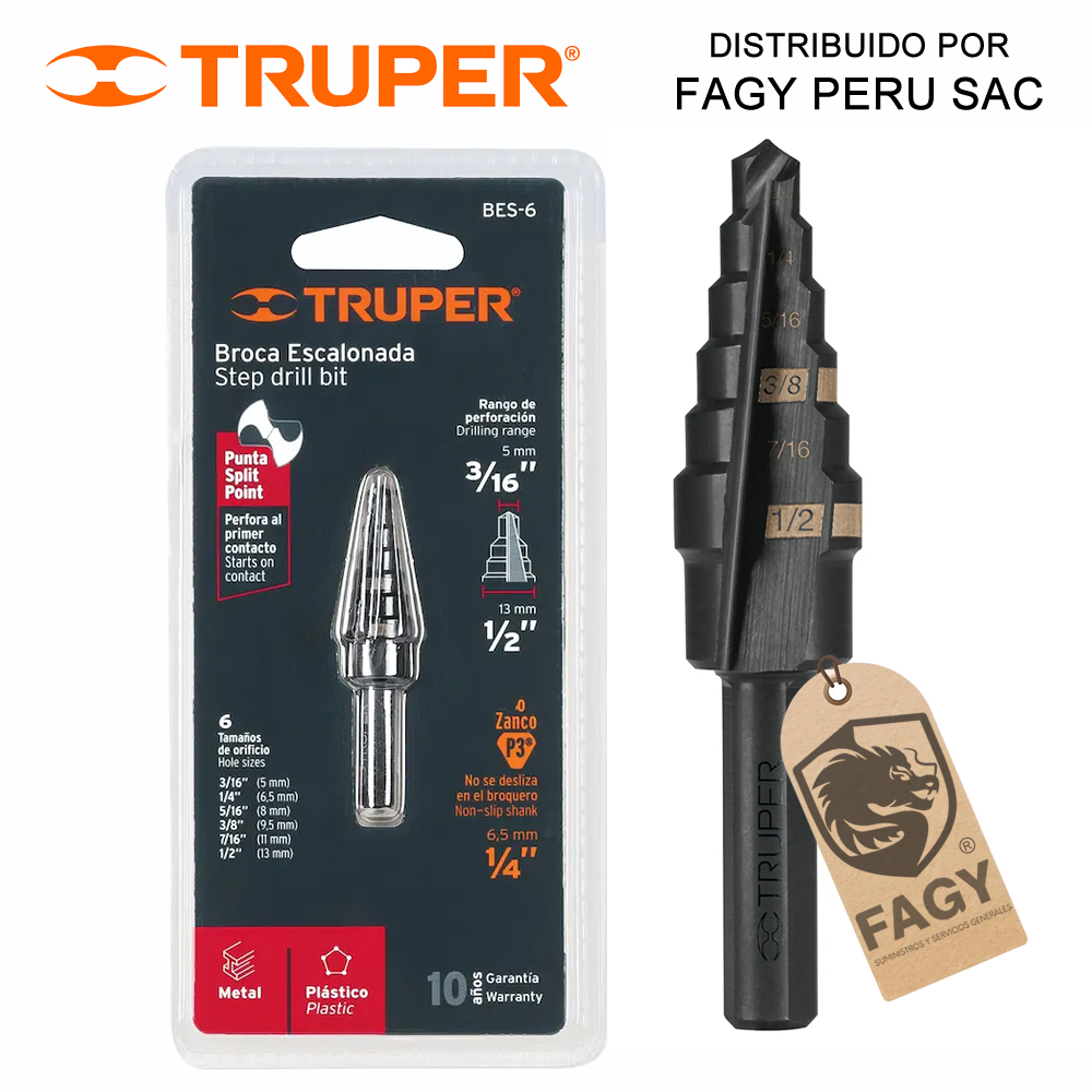 Broca escalonada 3/16″ – 1/2″ Truper 12120 » Venta de EPPS »FAGY PERU ...